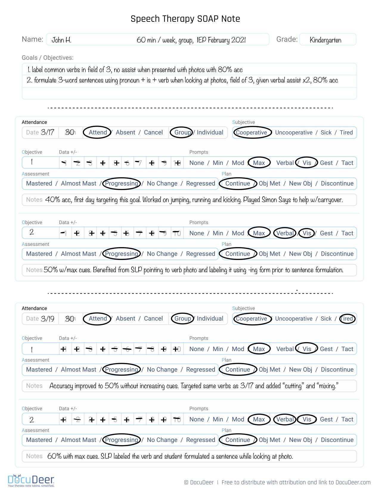 Free Print SOAP Note and Data Collection Template – A Plus Speech
